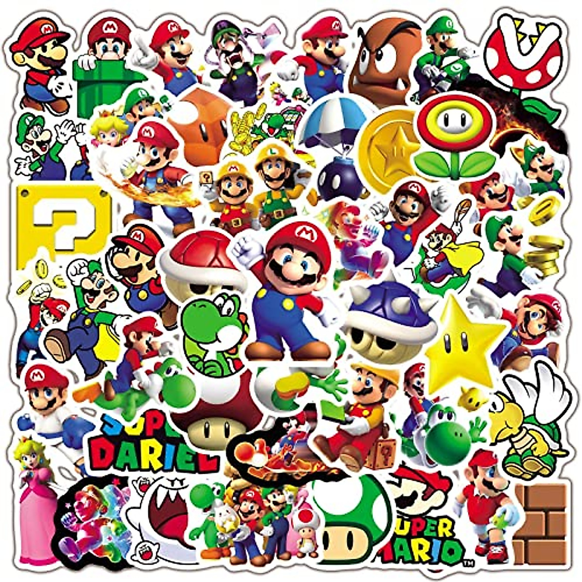 50Pcs Cartoon Mario Stickers for Kids，Cool Game Stickers Waterproof Vinyl Stickers for Water Bottle Laptop Luggage Skateboard Bike Decals (Mario)