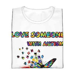 Autism Awareness T-Shirt for Kid Boys I Love Someone with Autism T Shirt Autistic Puzzle Piece 3D Print Tees T-Shirt X-Large