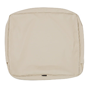 Classic Accessories Montlake Water-Resistant 25 x 22 x 4 Inch Outdoor Back Cushion Slip Cover, Patio Furniture Cushion Cover, Antique Beige, Patio Furniture Cushion Covers