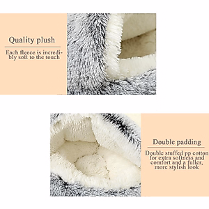 Small Dog Bed, Donut Cuddler Nest Warm Soft Plush Faux Fur Washable Dog Bed with Non-Slip Bottom for Medium Small Dogs Snooze Sleeping Indoor (65cm/25in)