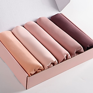 Febfim 4 PCS Muslim Women Soft Premium Solid Chiffon Hijab Scarves Shawl Long Scarf Wrap Scarves with Gift Box (Mix Color F)