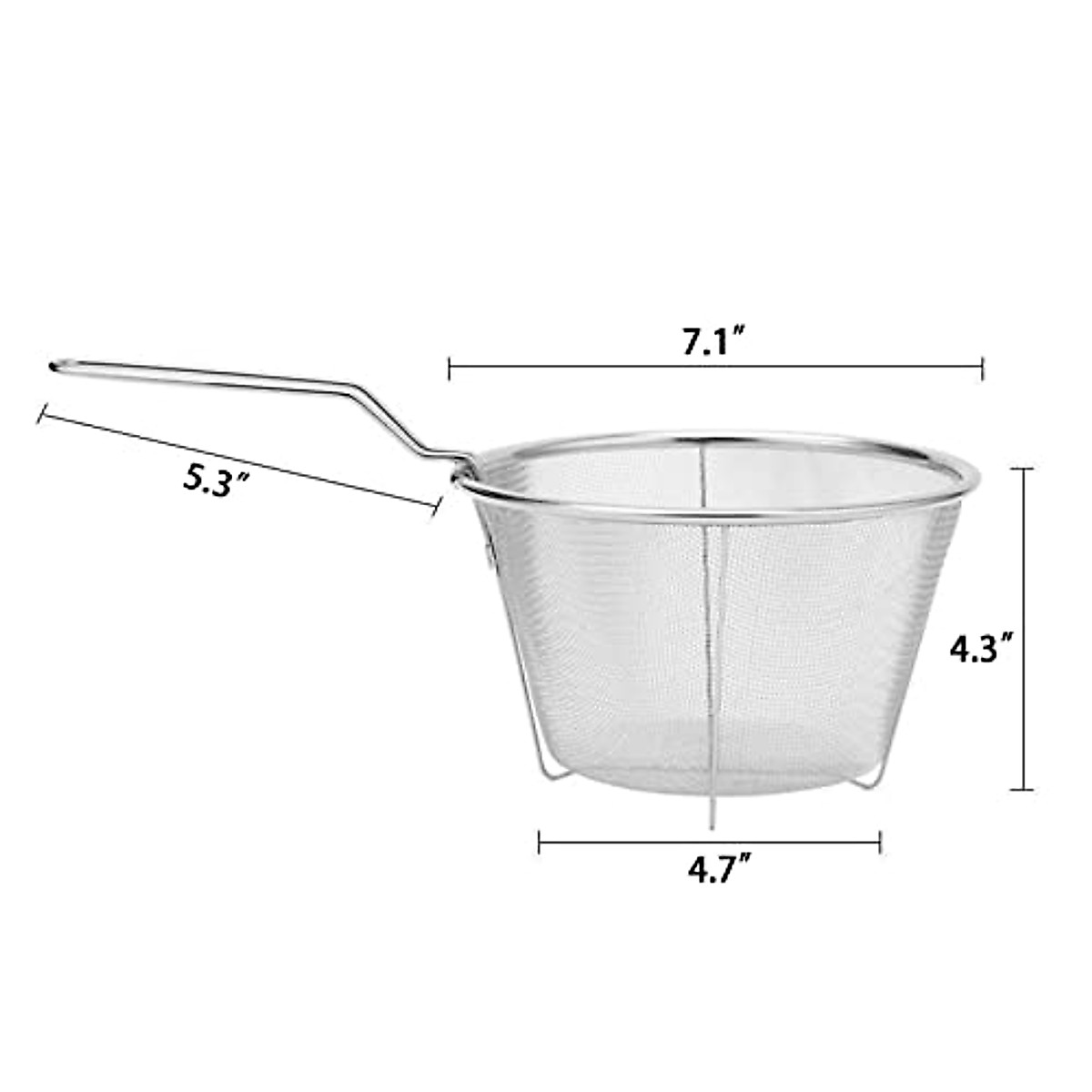 Round Wire Fry Basket,Stainless Steel Fryer Basket Deep Fry Basket with Handle Fryer Strainer for Pot Mini Fish Fry Fryer Strainer with Long Handle Cooking Tool