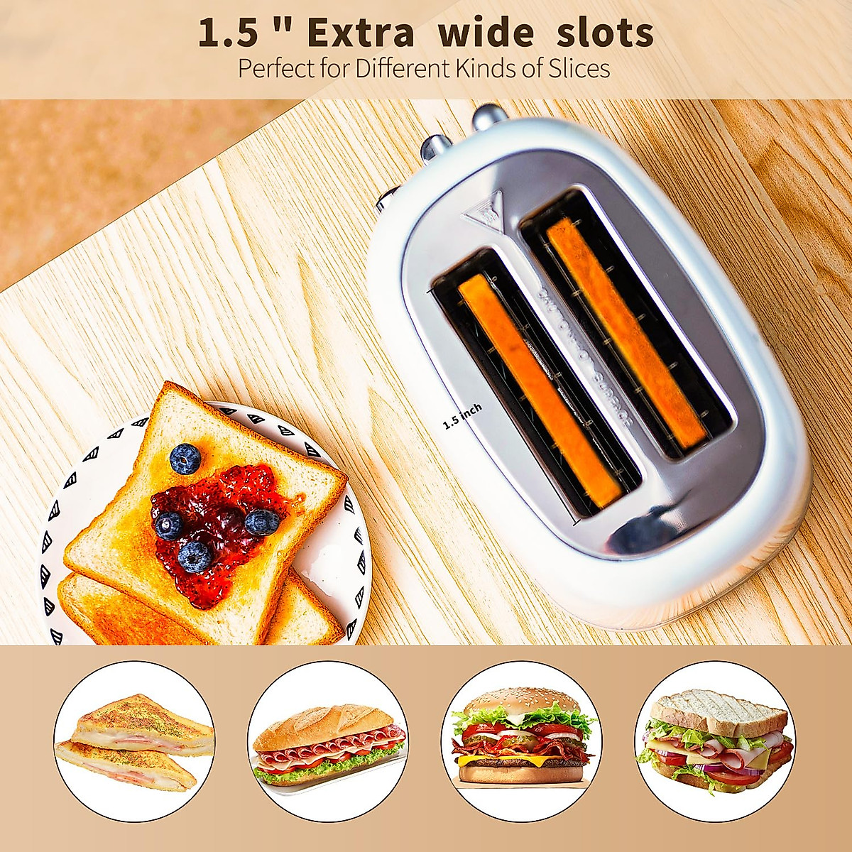 AAYUJUP Toaster 2 Slice Electric：Retro toaster Smart White toaster small toaster oven