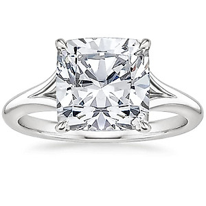 JEWELERYN Cushion Brilliant Cut 2 Carat White Excellent VVS1 Moissanite Diamond Sterling Silver Halo Engagement/Wedding Ring Set For Women, Bridal Statement Ring Set (7.5)