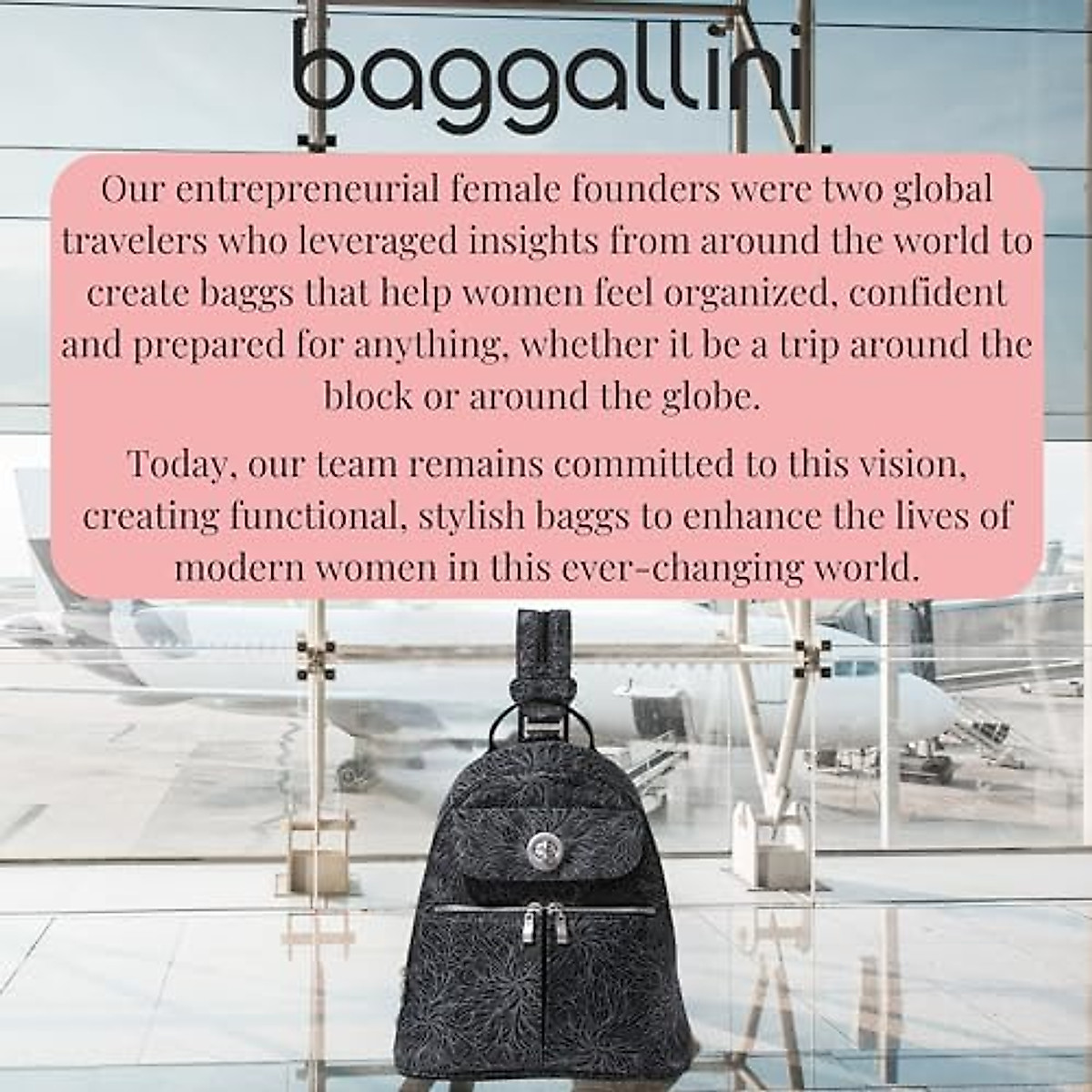 Baggallini Naples Convertible Small Daypack Sling Crossbody, Midnight Blossom