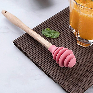 YITAQI Mixing Stirrer,Wood Handle Extractor Mixer Juicer for Honey Pot Jar Container Honey Dipper Stick Honey Spoon Kitchen Tool(Yellow)