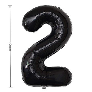40 Inch Large Foil Helium Number Balloon Birthday Wedding Party 0-9 (Black, 2)
