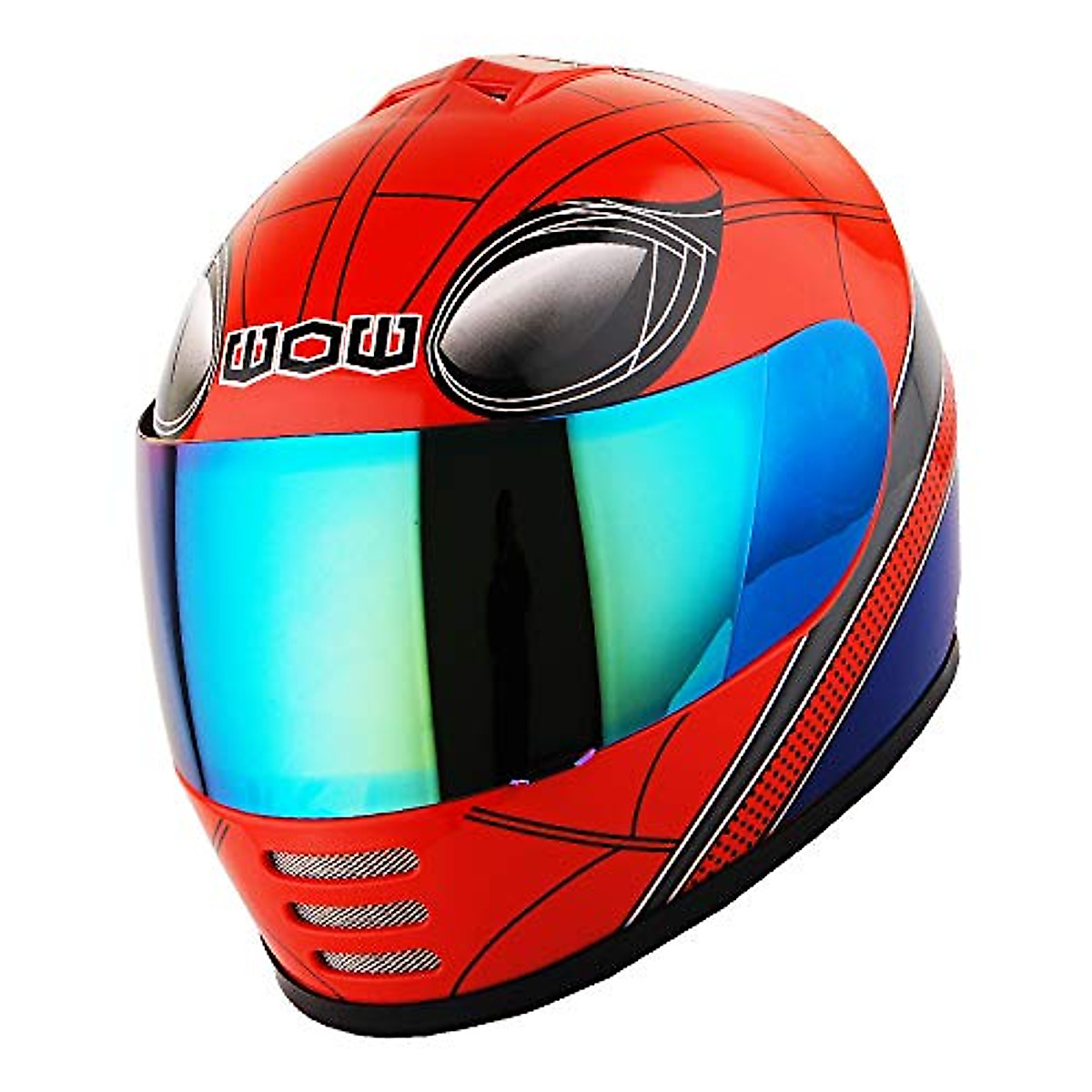 WOW Motorcycle Full Face Helmet Street Bike BMX MX Youth Kids Spider Red