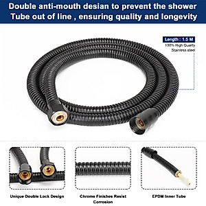 NearMoon Modern Square Style Brass Handheld Shower Head with 5ft Stainless Steel Hose, Matte Black, 2-Year Warranty