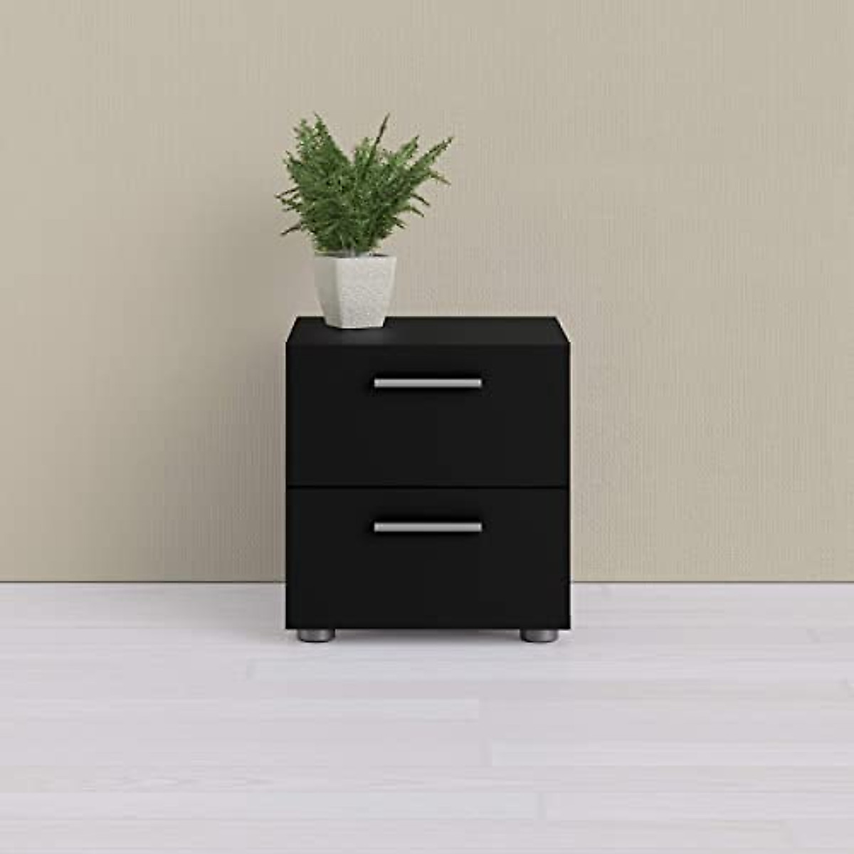 Tvilum 2 Drawer Bedroom Nightstand Nighstand, 15.75 in x 15.85 in x 16.65 in, Black