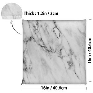 Chair Pads Art White Marble Chair Cushions Fabric Chair Pillow, Comfort Softness Seat Cushion for Dining/Office Chair, Thicken Chair Padding for Refurbishment 16x16 inch