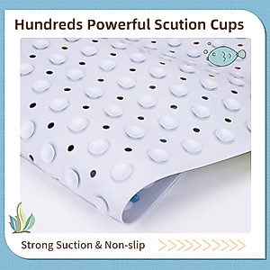 Wimaha Bathtub Mat Non Slip Kids, 40 X 16 Inch BPA Free Baby Bath Mat for Bathroom, Strong Grip Shower Mat Non Slip Bath Tub Mat with Suction Cups & Drain Holes, Machine Washable