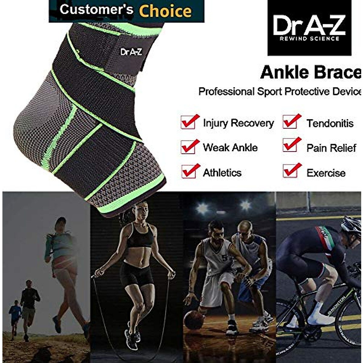 Rewind With Nature Dr A-Z Plantar Fasciitis Support Brace, Sleeves, Compression Sock - LXL
