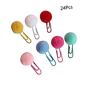 ARTIBETTER Paper Clips 72 pcs Cute Memo Bookmark Clips Accessories Metal Favors Kawaii Plush School Novelty Gift Office Note Pompom for Paper Color Shape Clip Random Party Mini Paperclips
