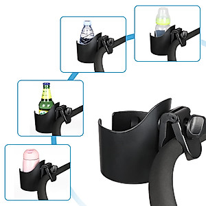 Accmor Universal Stroller Cup Holder, Cup Holder for Stroller, Bike, Walker, Wheelchair, Scooter, Drinks Holder Fits Large Size Cups Bottles,Black