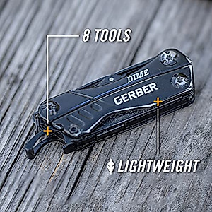 Gerber Gear 30-000469N 12-in-1 Dime Multitool Mini, Needle Nose Pliers Pocket Knife Keychain, Bottle Opener, EDC Gear, Black