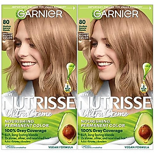 Garnier Hair Color Nutrisse Nourishing Creme, 80 Medium Natural Blonde (Butternut) Permanent Hair Dye, 2 Count (Packaging May Vary)
