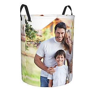 Custom Laundry Baskets Personalized Hampers Add Your Name Photo Text Customized Collapsible Dirty Clothes Baskets for Bedroom Bathroom Livingroom Barbershop Large 19.6" x 15.7"