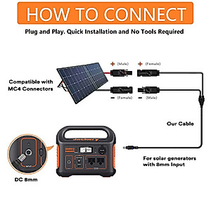 MJPOWER MC-4 to 8mm Adapter Extension Cable 10FT Compatible Solar Panel and Portable Power Station Solar Generator Fit Goal Zero Yeti/Jackery/Anker/BLUETTI EB3A/EB70/EB70S Power Station Renogy Panels