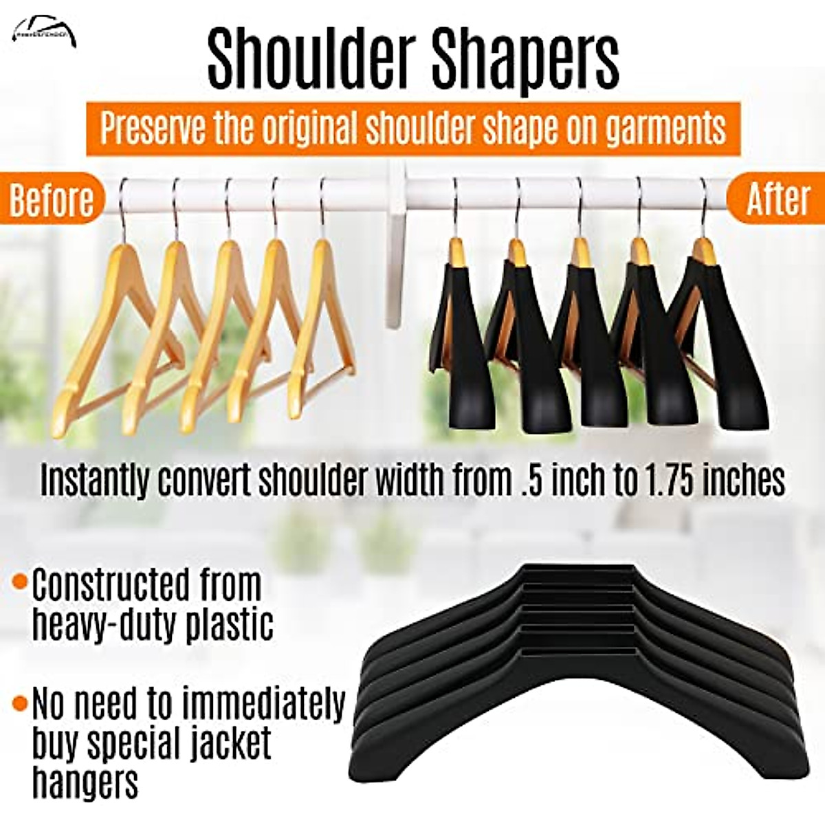 Wooden Hangers 20 Pack- Extras Included- 5 Shoulder Shapers - 2 Bag or Scarf Hangers- 3 Hanger Options in 1 Box- Non-Slip Pants Bar, Rotating Hook, Rounded Notches- Great Suit Hangers- 27 Total Pieces