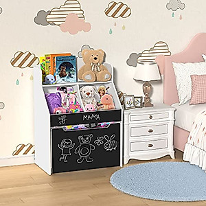 Toy Storage Organizer Kids Bookshelf Rolling Toy Box for Boys Girls Play Room Bedroom