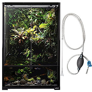 REPTI ZOO 67 Gallon Glass Terrarium Tank,Knock-Down Paludarium Large Terrarium 24"x18"x 36”,Bio Deep Base 10”, Double Hinge Door, Siphon Gravel Cleaner Set Included