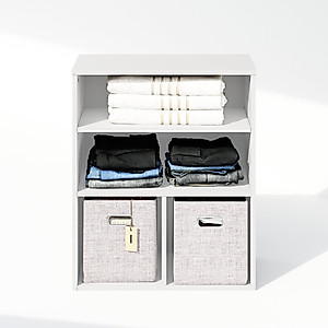 Furinno Reed 3 Tier Multipurpose Open Shelf Clothing & Closet Storage Organization, White