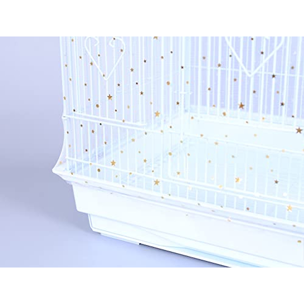 Bai You Mei Birdcage Cover Bird Cage Mesh Net Cover Adjustable Seed Feather Catcher Nylon Mesh Parrot Cage Skirt Round Square Cages- White