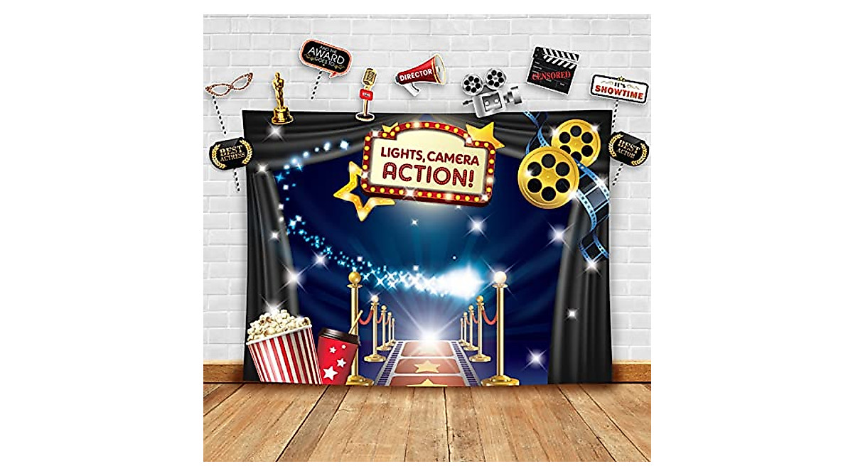 Hollywood Movie Theme Photography Backdrop & Props DIY Kit