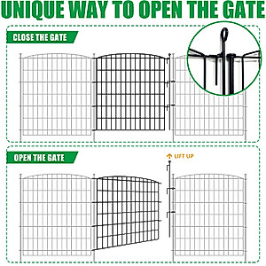 Zamsion Garden Fence 5 Panels, 31 in(H) x 11.8ft(L) Outdoor Animal Barrier Fence for Dog Pet, No Dig Decorative Garden Fencing Border for Yard and Patio, Rustproof Metal Wire Panel