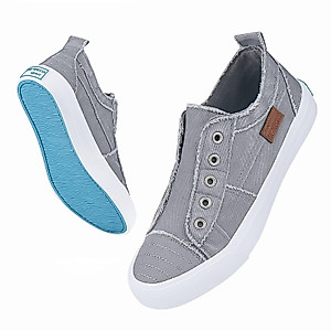 JENN ARDOR Womens Fashion Slip on Sneakers Walking Shoes for Women No Lace Flats Low Top Canvas Shoes Trendy Comfort Casual Tennis Shoes for Women