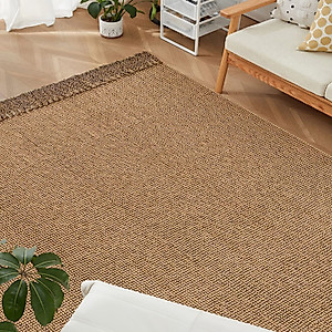 Washable Cotton Rug 5x8 Braided Runner Rug with Tassels Rug Hand Woven Rug Farmhouse Area Rug for Patio Farmhouse Living Room Dining Room Kitchen Entryway Carpet