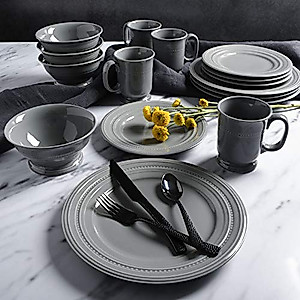 Gibson Elite Barberware 16 Piece Dinnerware Set, Gray