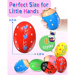 6 Pack Wooden Percussion Musical Shaker Prefilled Easter Eggs with Toys Inside Filled, Toddlers Easter Basket Stuffers Egg Fillers Montessori Toys Gifts for Kids Boys Girls Babies
