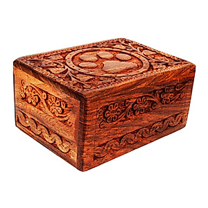 Wooden Pet Memorial Cremation Urns for Ashes Pet Urn Wood Keepsake Paw Box Urns for Cat Dogs Ashes | Cat Memorials