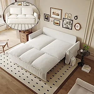 70.9" Convertible Queen Size Sleeper Sofa Bed, Folding Futon Loveseat Pull Out Couch Modern Hydraulic System Pullout Sofabed Cloud Daybed with Detachable Cushions for Living Room Office Apartment