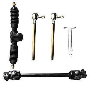 Togarhow 270mm Steering Wheel Assembly with Tie Rod Rack Adjustable Shaft and Front Wheel Hubs with Steering Knuckle Kit Full Steel Off-Road Gear Rack Fit for 110cc 125cc Go Kart Bike(10.6")