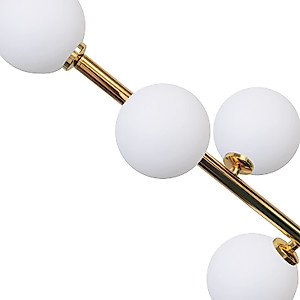 beaysyty Modern Simplicity Floor Lamp for Office Cafe Den Living Room Bedroom, On/Off Foot Switch, White Glass Ball Lampshade and Golden Metal Lamp Body - 9 Bulbs Included