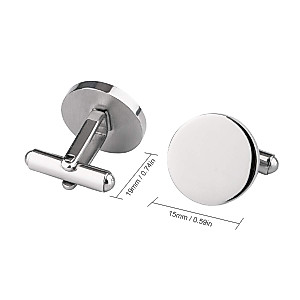Driew Blank Cufflinks, Blank Cufflink for Men Silver Cuff Links Flat Pad Blank Setting Tray 1 Pair (Round)