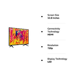TCL 32-Inch Class HD 720p Smart LED TV Dolby Digital Advanced Digital Tuner Premium Design Compatible with Alexa & Google Assistant 32S331 (Renewed)