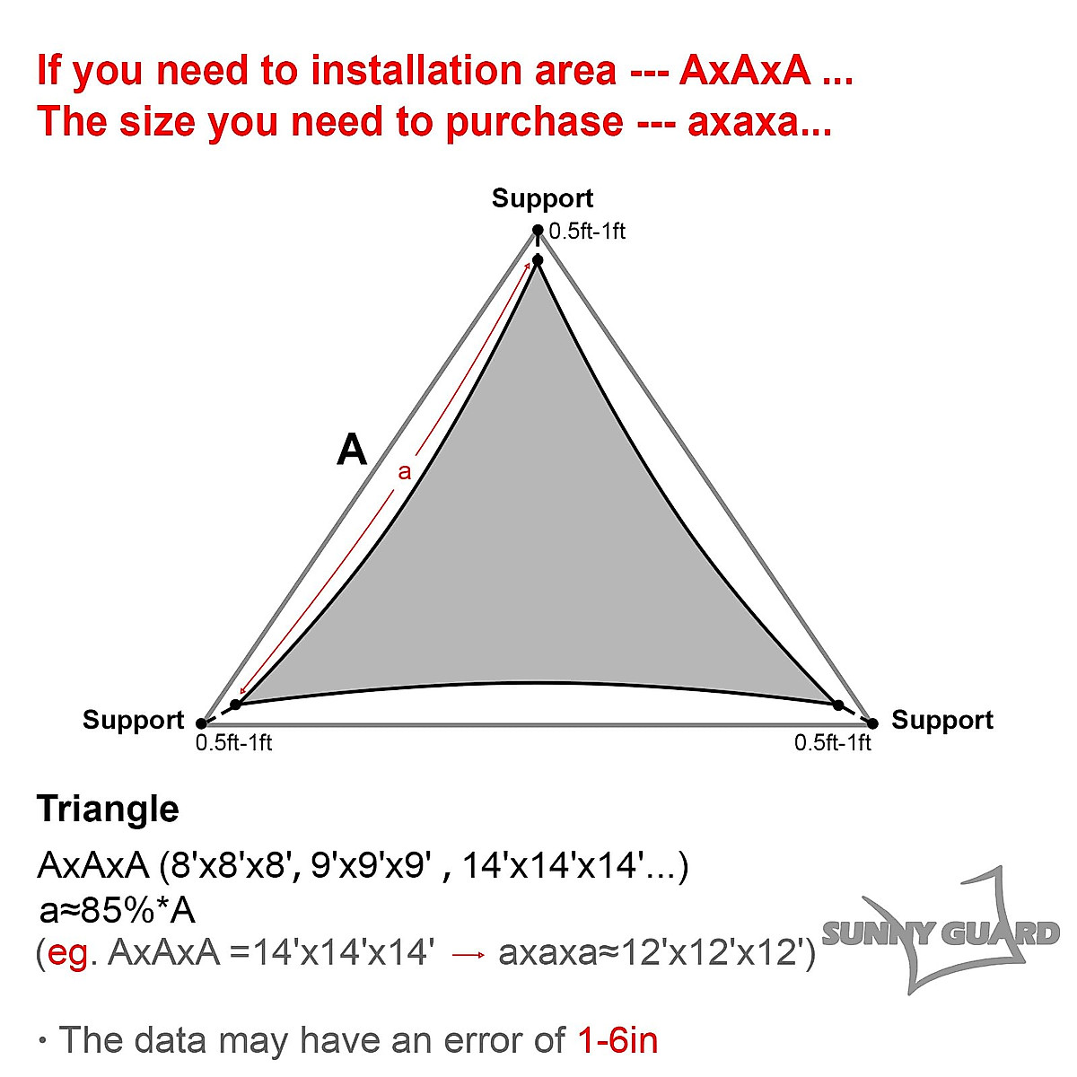 SUNNY GUARD Sun Shade Sail 12'x12'x12' Triangle Terra UV Block Sunshade for Backyard Yard Deck Patio Garden Outdoor Activities and Facility(We Make Custom Size)