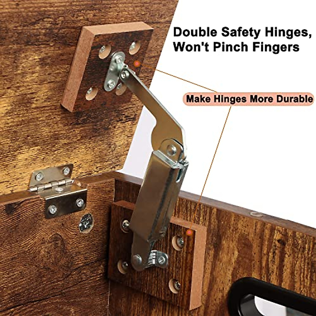 Timberer 39.4" Storage Chest, Wooden Storage Bench, Lift Top Toy Chest with 2 Safety Hinges, Large Toy Box, Entryway Bench for Living Room, Bedroom, Rustic Brown