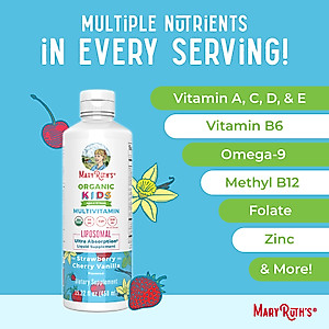 MaryRuth's Kids Multivitamin lipsomal | Vegan, Sugar-Free Vitamins for Kids Ages 2+ | Childrens Vitamins 1-2 Month Supply | Multivitamin for Kids | Multi | Kids Vitamins | 15.22 Fl Oz