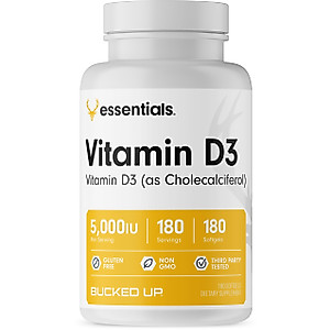 Bucked Up Vitamin D3 5,000 IU, Essentials (180 Servings, 180 Softgels)