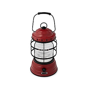 Barebones Bronze Forest Lantern - Vintage, Rechargeable, Adjustable Brightness (Red)