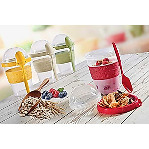 Take 'n' Go 600ml | Yoghurt Pot | Granola Pot | Muesli Pot | Cereal Pot | Premium Pot with Spoon and Spoon Holder (BPA Free/Leakproof/Dishwasher Safe)