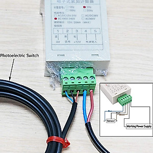 Twidec/6 Digits 0-999999 Customer Traffic Counter 100V-240VAC LED Auto Display Digital People Counter + 0-2M NPN Photoelectric Switch Sensor R61+ Holder + Reflector Panel