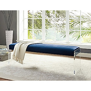 Tov Furniture Envy Blue Velvet/Acrylic Bench