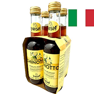 Lurisia Chinotto Italian Soda 4 x 9.3 Fl Oz (275ml) - Cola - Carbonated Sparkling Juice from Chinotto - Citrus Soft Drink - Non-Alcoholic Bitter Aperitif - Myrtle Leaf Orange Tree - Chinotto di Liguria - Sparkling Fruit Beverage from Italy