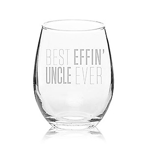 Veracco Stemless Wine Glass Best Effin' Uncle Ever (Clear, Glass)